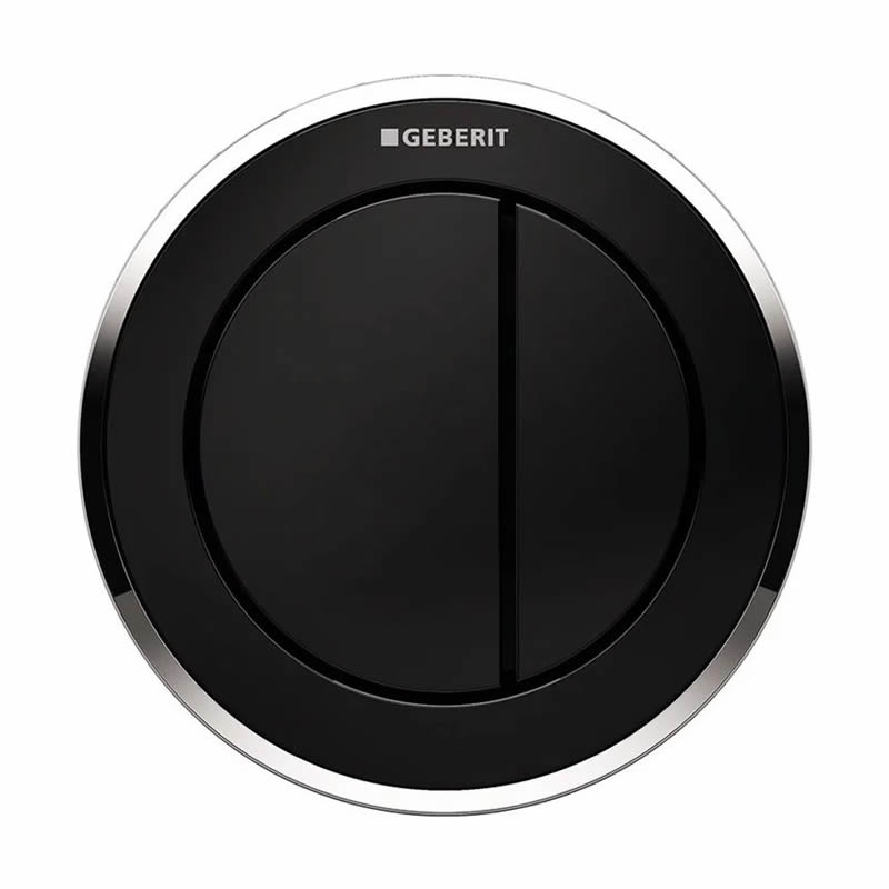 Geberit Type 10 Pneumatic Dual Flush Plate Button - Black/Gloss Chrome ...