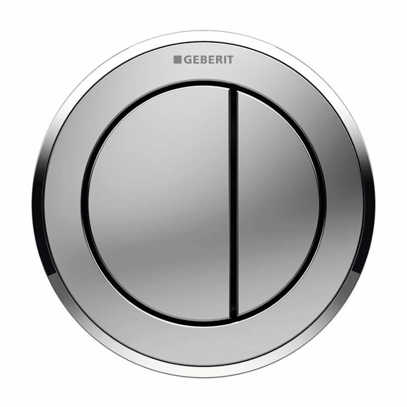 Geberit Type 10 pneumatic dual flush plate button - matt chrome/bright ...