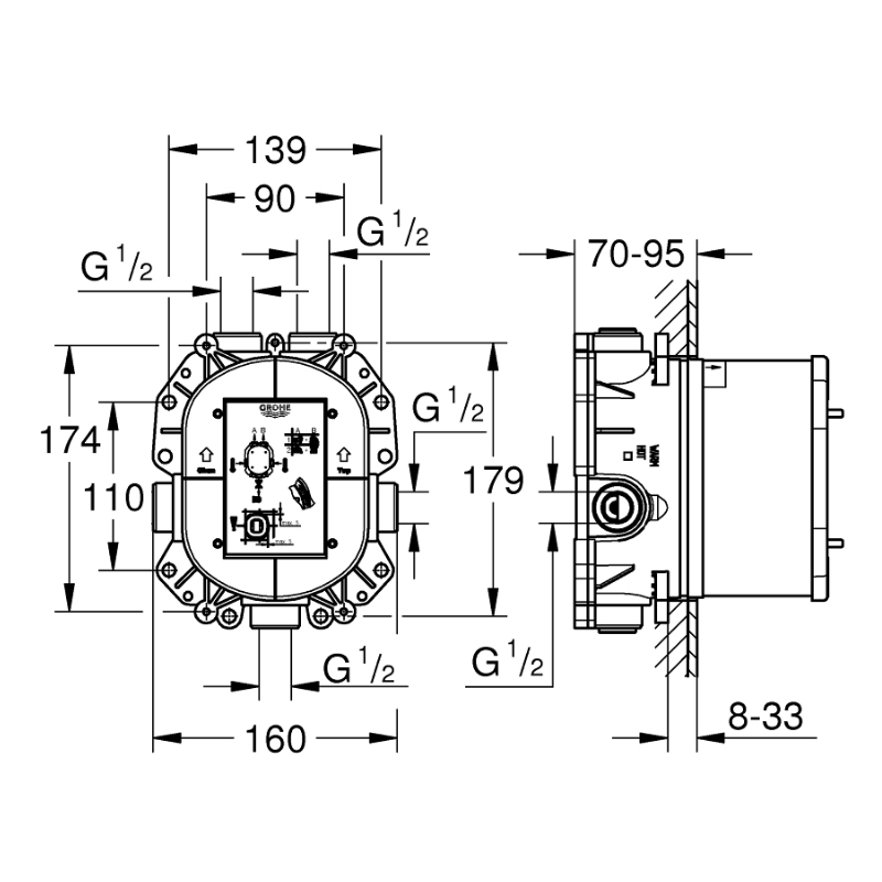 Grohe Rapido T universal thermostatic mixer valve | Grohe 35500000 ...
