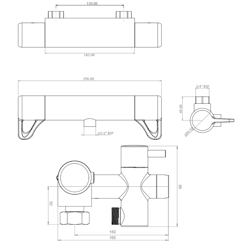 Triton Elina Dual Type 3 TMV Diverter Bar Mixer Shower - Chrome ...