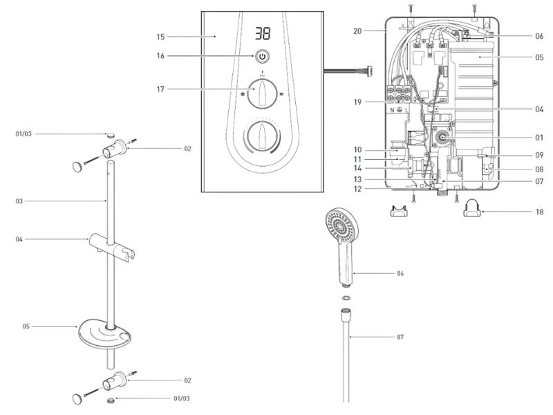 Bristan Glee Electric Shower 10 5kw White Shower Spares And Parts