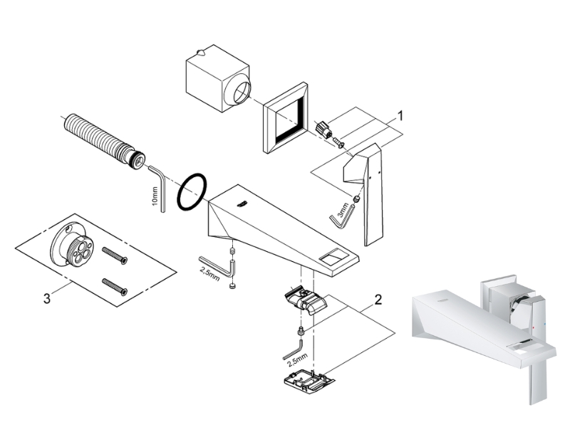 Grohe Allure Brilliant 161mm 2-hole basin mixer tap - chrome shower ...